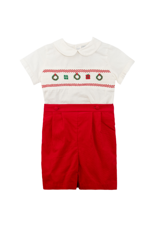 Wholesale Red Smoked Corduroy Baby Boy Bobby Suit